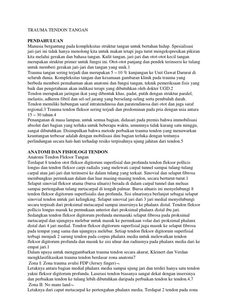 Trauma Tendon Tangan | PDF
