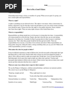 Good Citizenship Activities for Kids | PDF