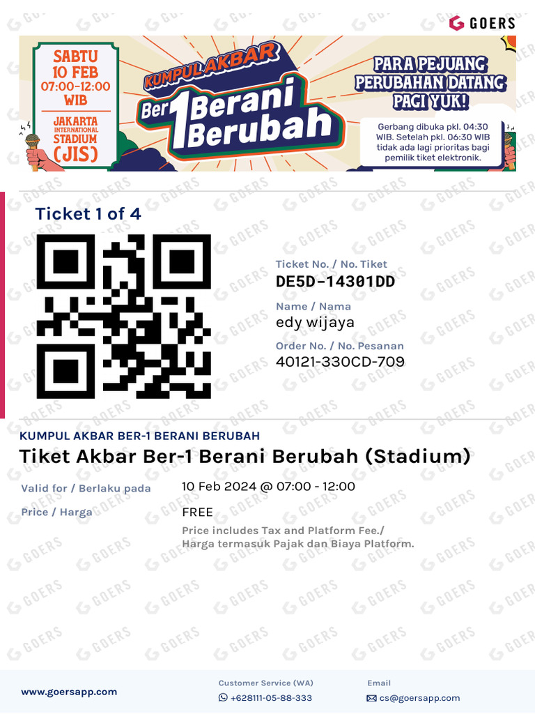 (Event Ticket) Tiket Akbar Ber-1 Berani Berubah (Stadium) - Kumpul ...