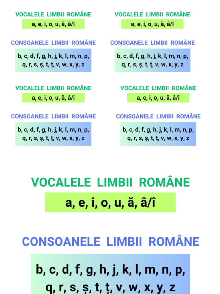 Vocale Și Consoane - Plansă | PDF
