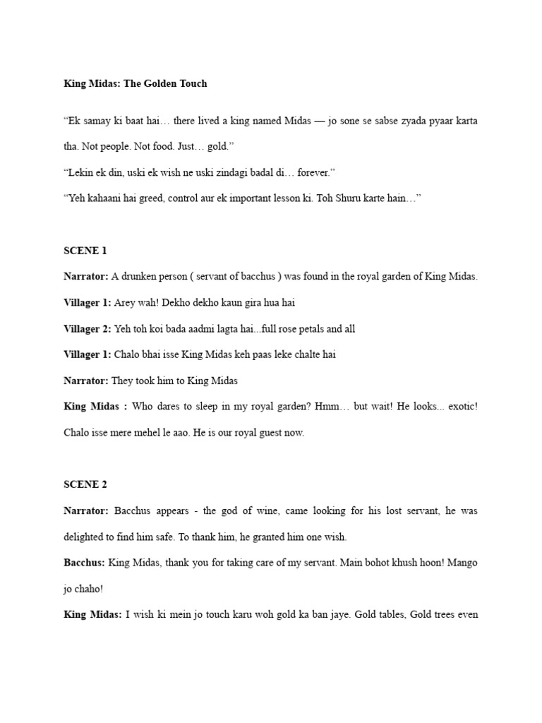 King Midas - The Golden Touch | PDF