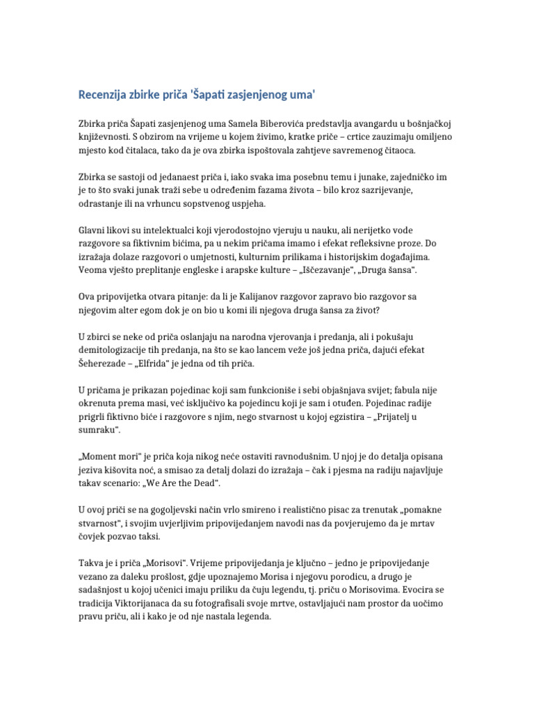 Recenzija Sapati Zasjenjenog Uma | PDF