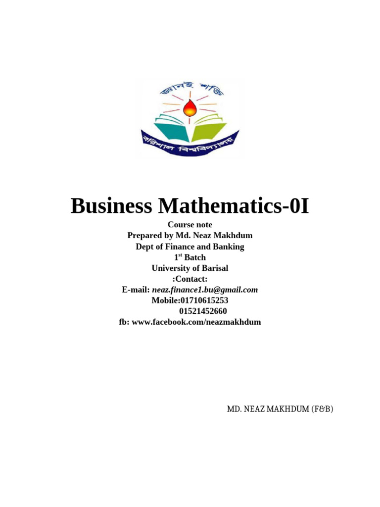 Business Mathematics1 | PDF | Matrix (Mathematics) | Set (Mathematics)