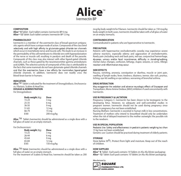 1602353373 Pdoc Alice Tablet DS | PDF | Medical Specialties | Drugs