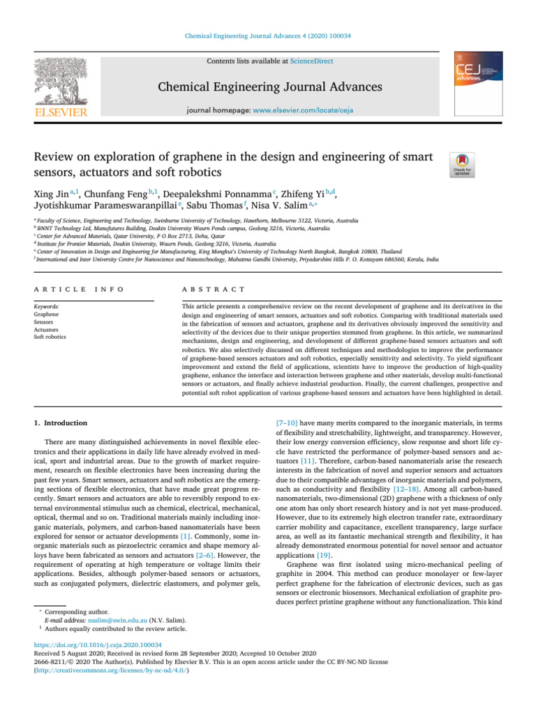 Review On Exploration of Graphene in The Design and e 2020 Chemical ...