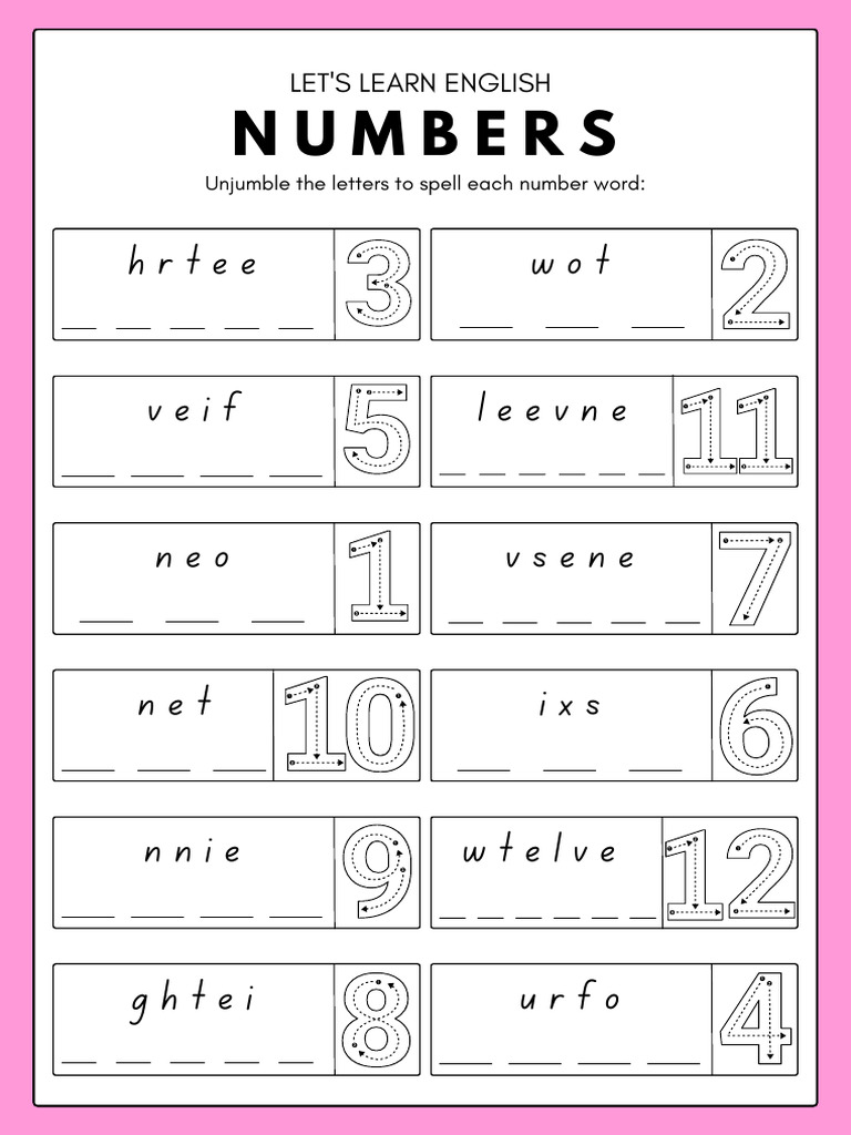 Number Spelling Practice Worksheet | PDF