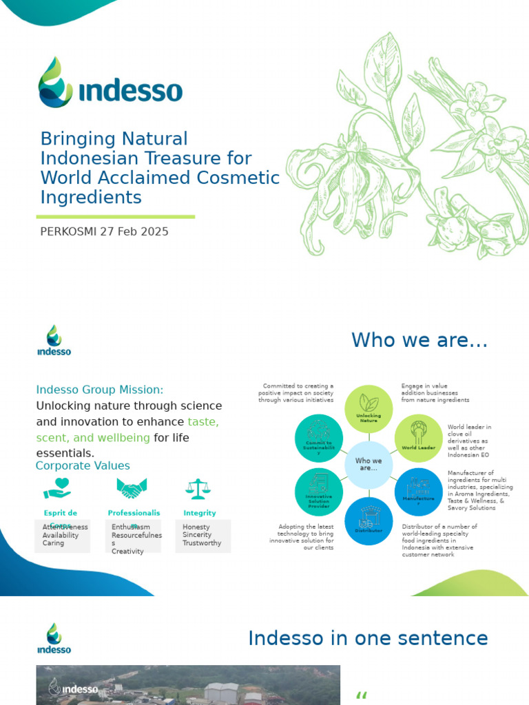 Indesso: Innovating Natural Cosmetic Ingredients | PDF | Tea