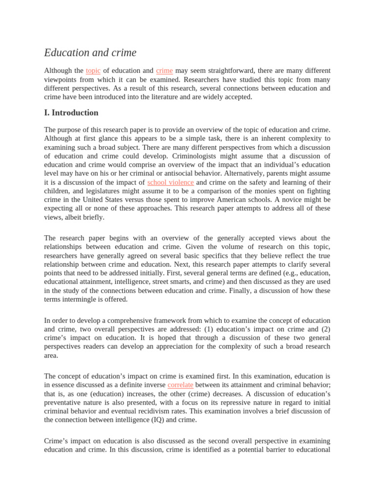 Education and Crime | PDF | Intelligence | Crimes
