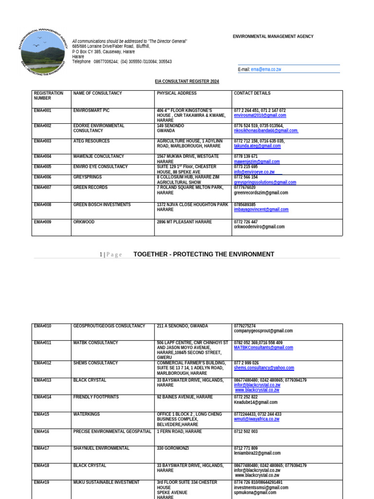 EIA Consultant Register 2024 | PDF
