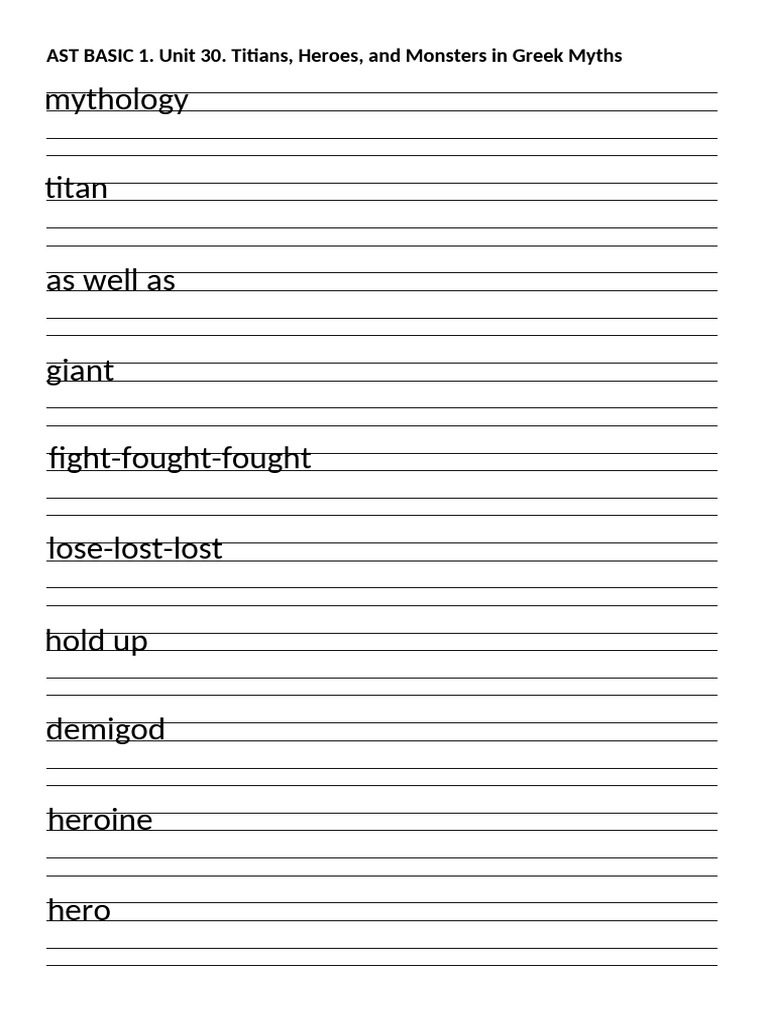 Voc Ast Basic 1 Unit 30 | PDF | Mythology