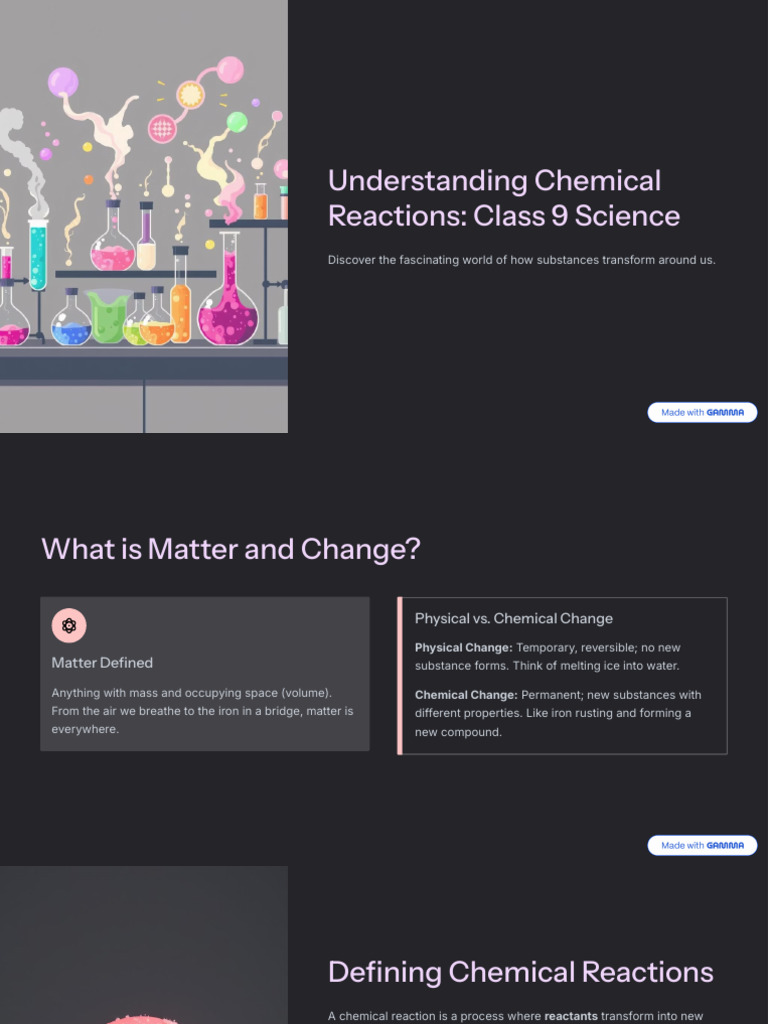 Understanding Chemical Reactions Class 9 Science | PDF | Chemical ...