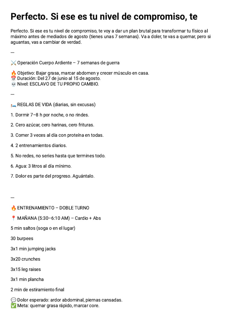 Perfecto. Si ese es tu nivel de compromiso, te | PDF | Cocina | Alimentos
