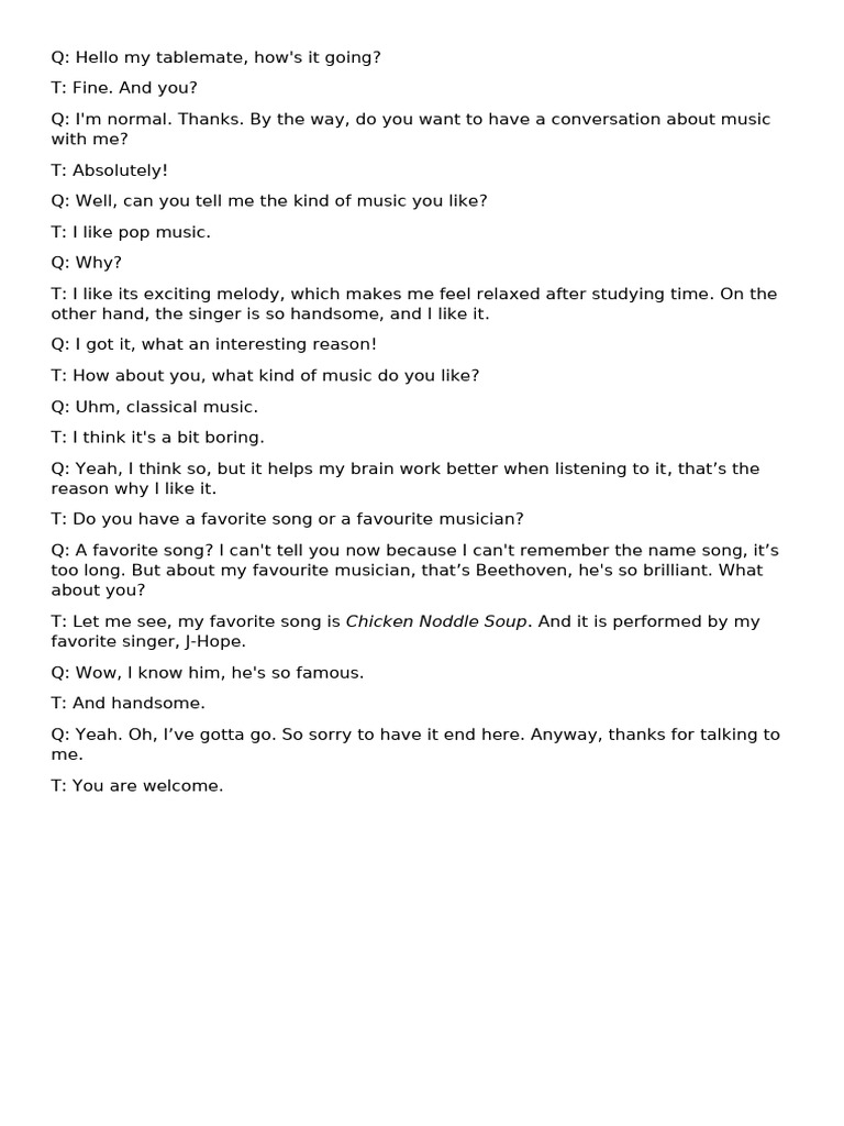 Music Preferences Conversation | PDF