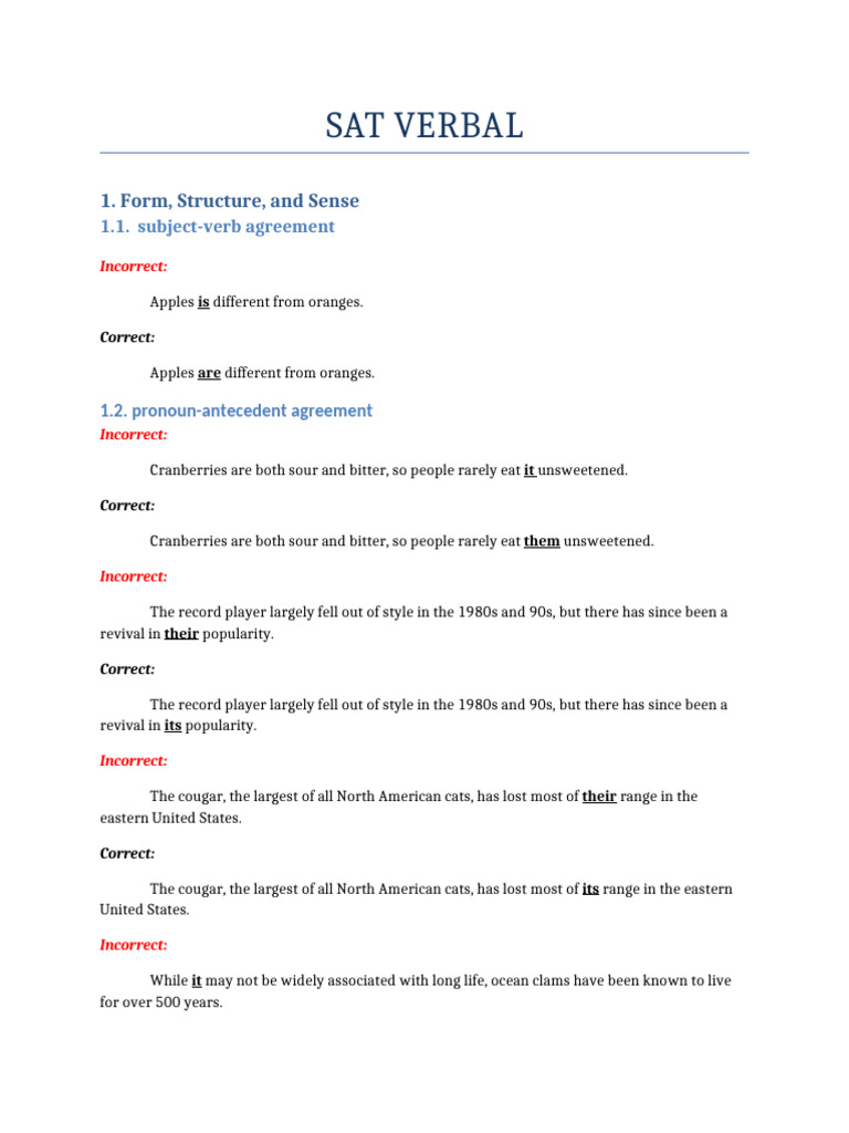 SAT Verbal: Grammar and Structure Guide | PDF | Tin Woodman | Dorothy Gale
