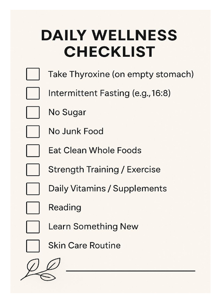 Daily Wellness Checklist | PDF