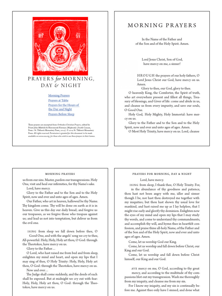 Morning Evening Prayers Booklet | PDF | Lord's Prayer | Glory (Religion)