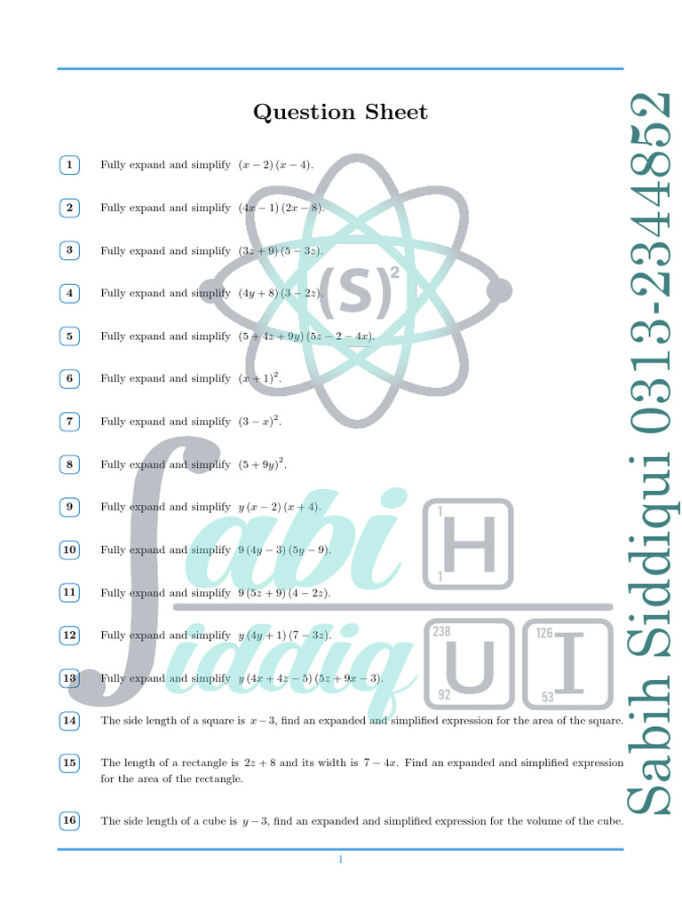 10th Grade Algebra Question Sheet | PDF | Length | International System ...