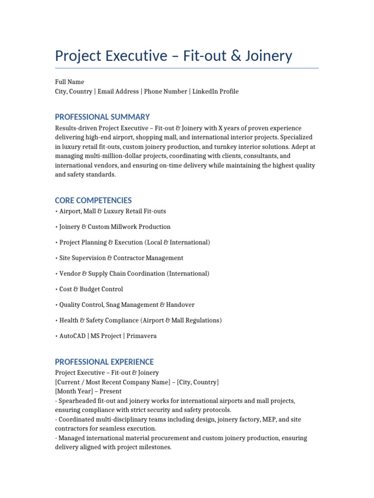 Project Executive in Fit-out & Joinery | PDF | Business