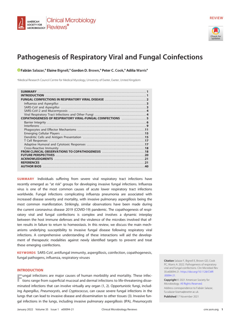 Salazar Et Al 2021 Pathogenesis of Respiratory Viral and Fungal ...