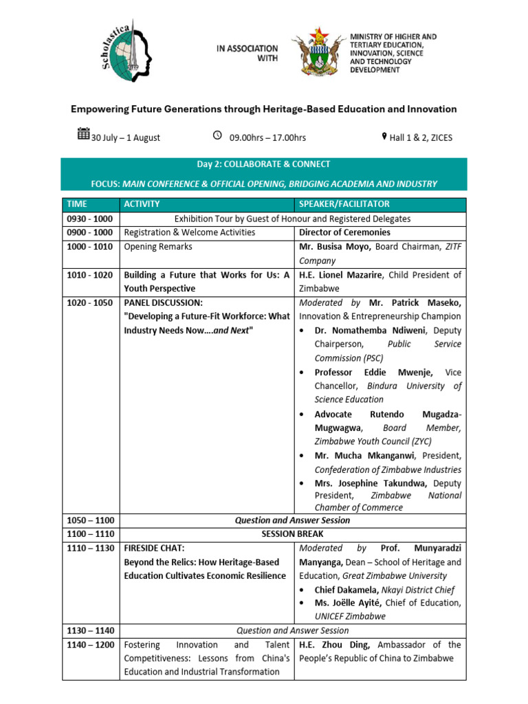 Scholastica Expo 2025 Draft Programme - Main Conference - 004 | PDF