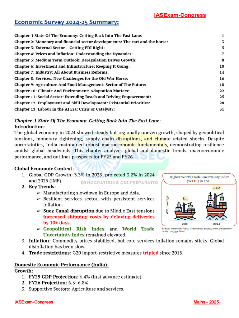 Economic Survey 2024-25 Overview | PDF | Inflation | Photovoltaics