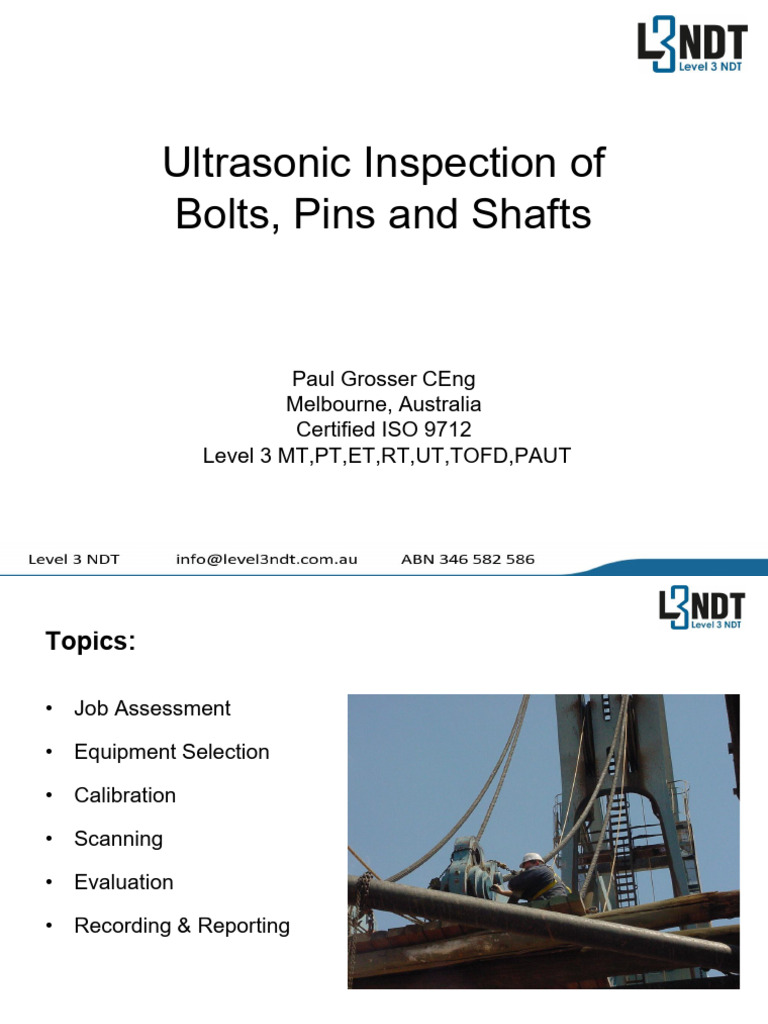 Ultrasonic Inspection of Bolts, Pins and Shafts | PDF | Phase (Waves ...