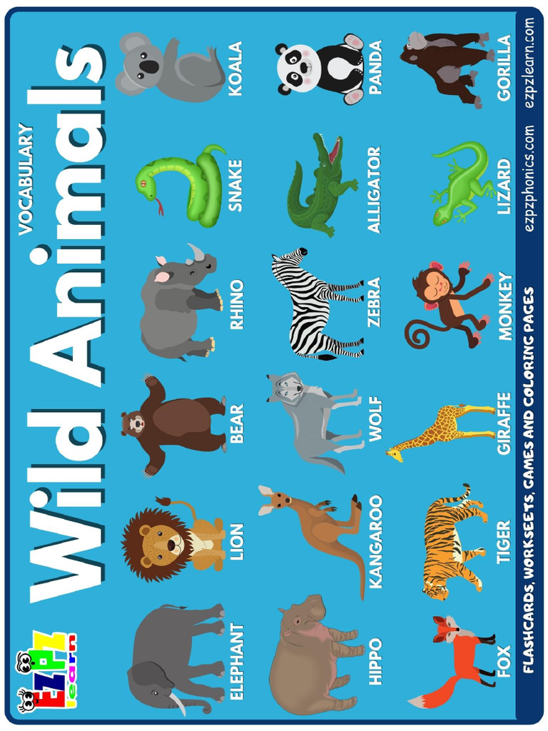 Wild Animals Vocabulary Flashcard 2 | PDF
