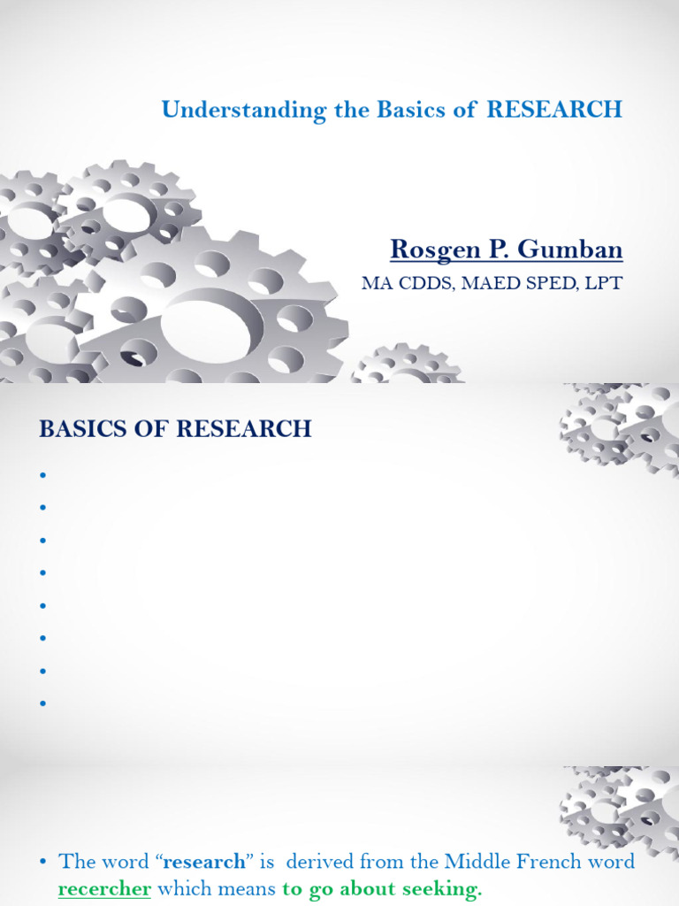 Understanding the Basics of RESEARCH | PDF | Methodology | Knowledge