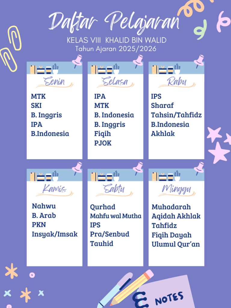 Daftar Pelajaran | PDF