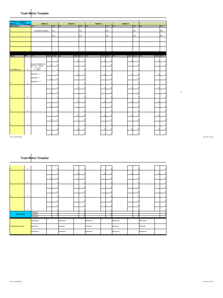 Trade Matrix Template Overview | PDF | Applied Mathematics