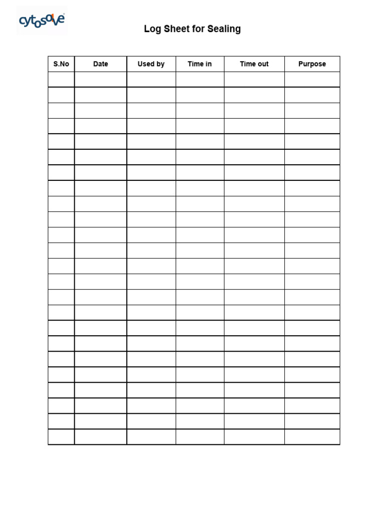 Log Sheet For Sealing | PDF