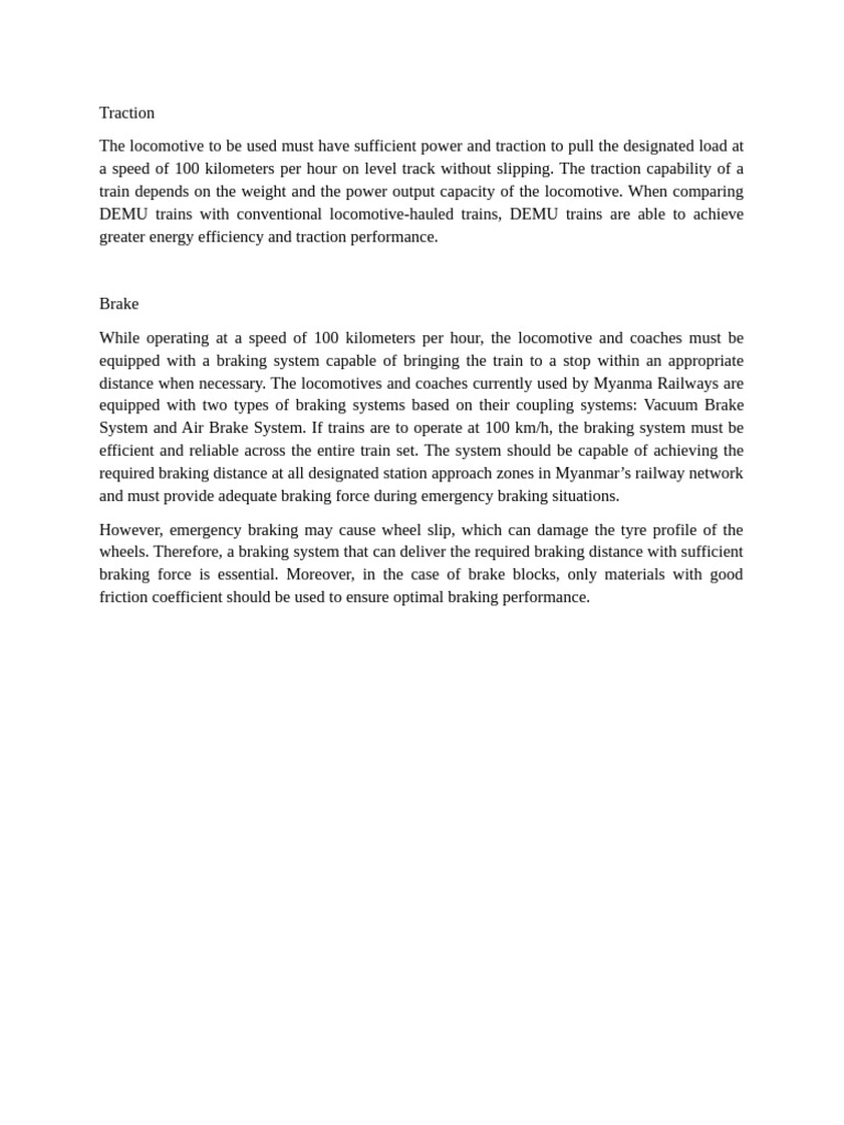 Traction and Brake System of Locomotive | PDF