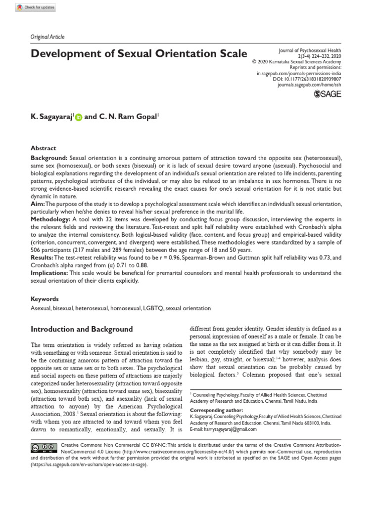 Development of Sexual Orientation Scale | PDF | Sexual Orientation ...