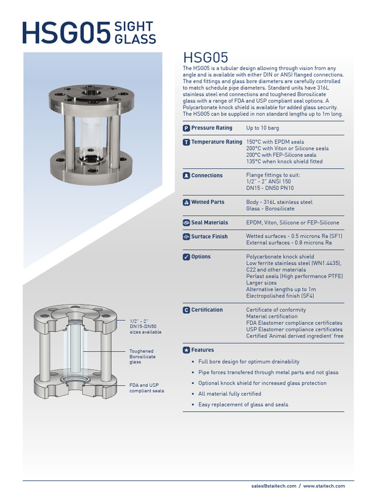 HSG05 Sight Glass Specifications | PDF | Pipe (Fluid Conveyance ...