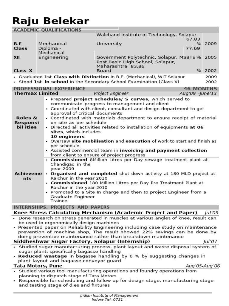IIM Ahmedabad Resume Format Guide | PDF