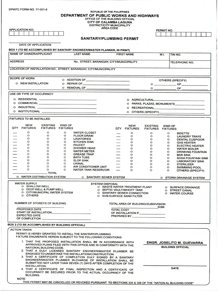 Sanitary Permit | PDF