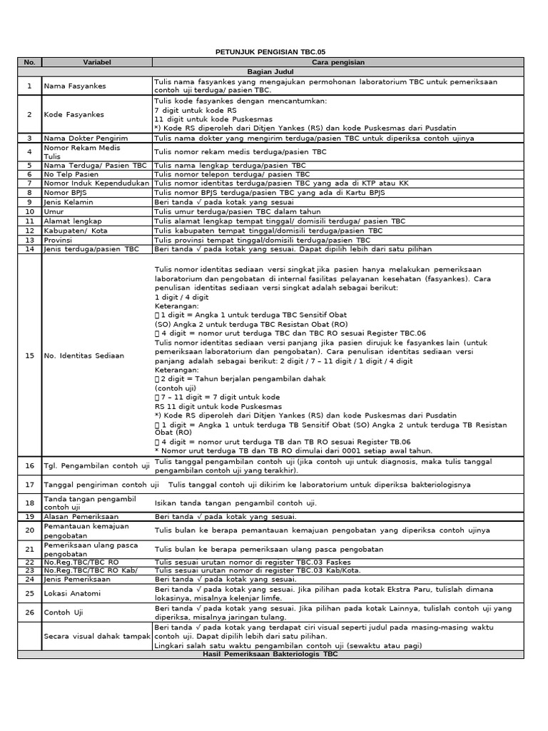 Panduan Pengisian Form TBC.05 | PDF