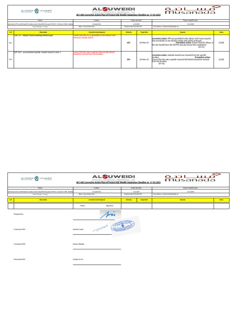 HSE Work Improvement Notice - 19.09.24 | PDF