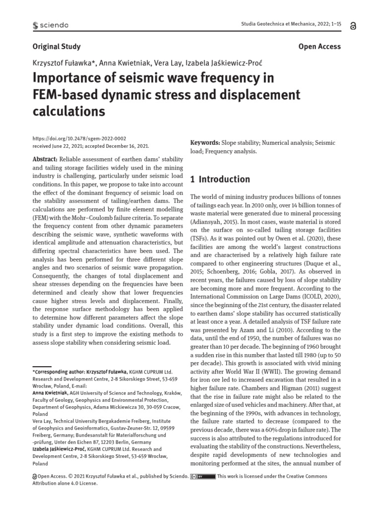 Importance of Seismic Wave Frequency in FEM-based Dynamic Stress and ...