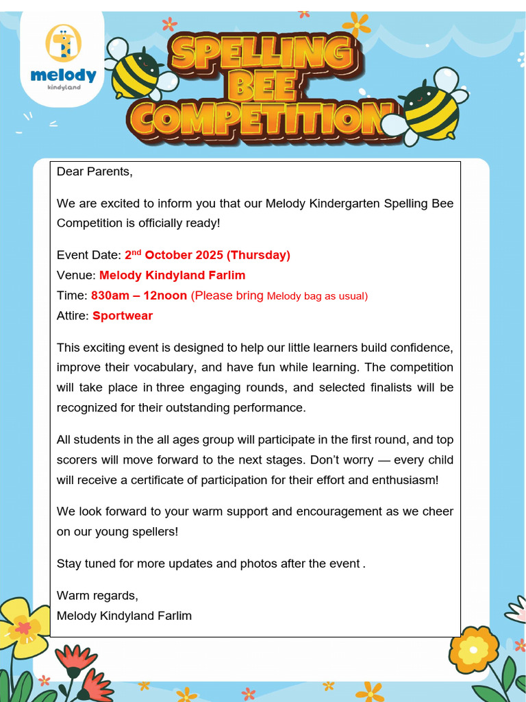 Spelling Bees Competition Oct 2 2025 | PDF