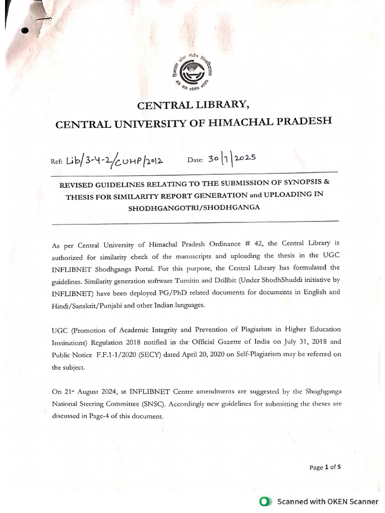 Revised PHD Thesis Submission Guidelines For Submission For Similarity ...