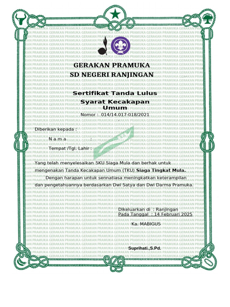 Sertifikat Siaga Mula | PDF