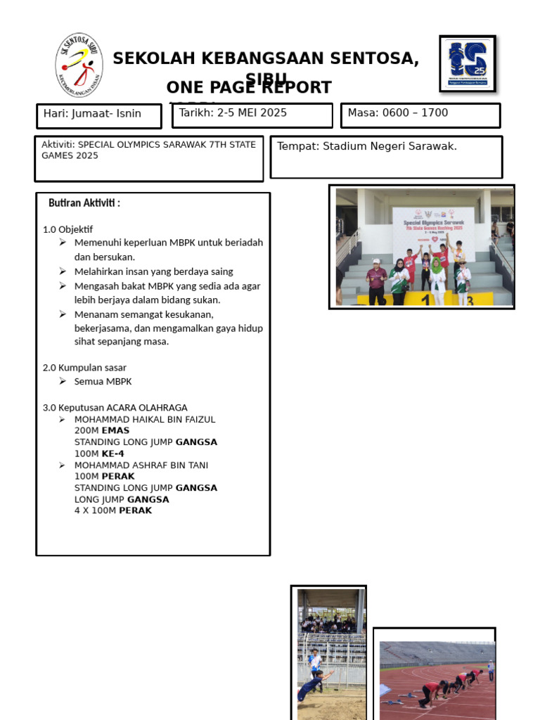 Opr Special Olympics 7th State Game 2025 (7-8 Mei 2025) | PDF