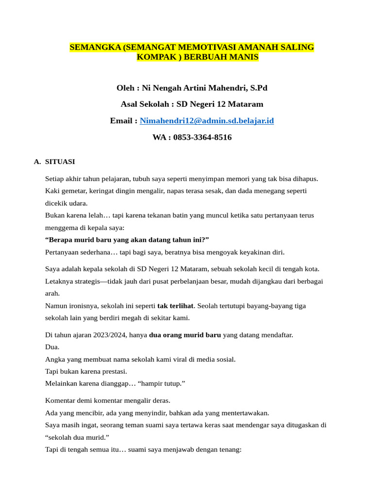 Lomba Kepala Sekolah Dedikatif | PDF