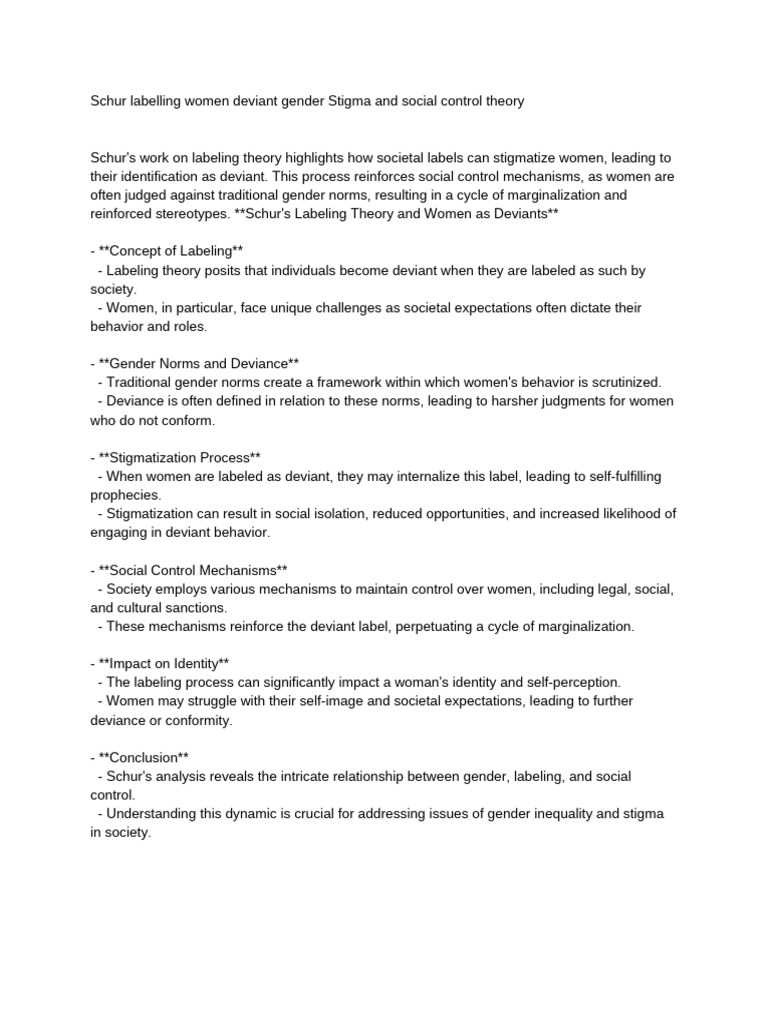 Gender Deviance and Social Control | PDF