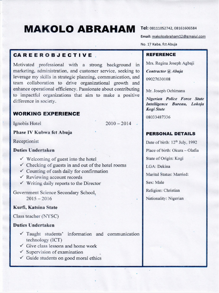 Abraham CV 105459 | PDF