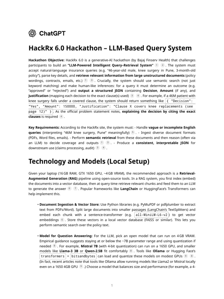 HackRx 6.0 Hackathon - LLM-Based Query System | PDF | Information Retrieval | Command Line Interface