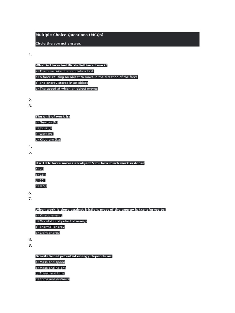 Physics Multiple Choice Questions | PDF