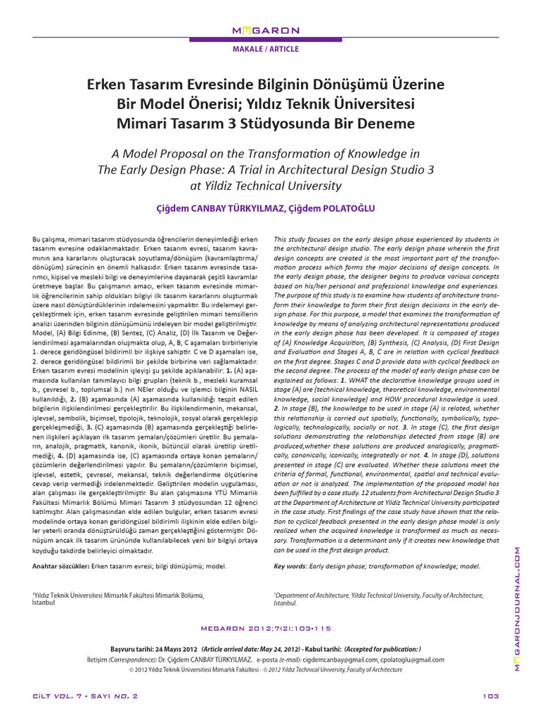 Erken Tasarim Evresinde Bilginin Donusum | PDF
