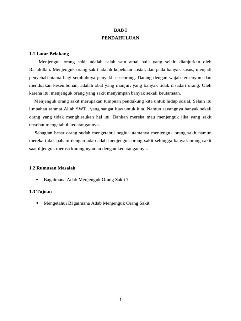 Adab Menjenguk Orang Sakit | PDF